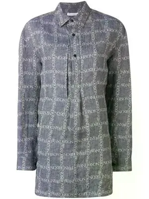 JW Anderson Logo Grid Tunic Linen Shirt