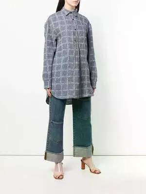 JW Anderson Logo Grid Tunic Linen Shirt