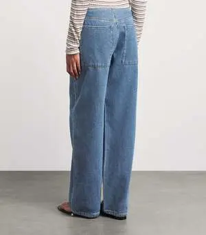 Still Here Drawstring Sport Wide-leg Jeans - Blue