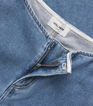 Still Here Drawstring Sport Wide-leg Jeans - Blue