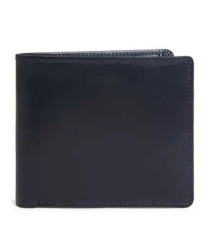 SWAINE Leather Compact Bifold Wallet - Navy