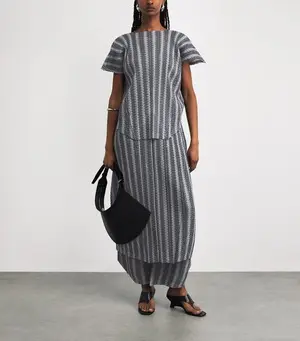 Issey Miyake Cotton-blend Zigzag Top - Grey