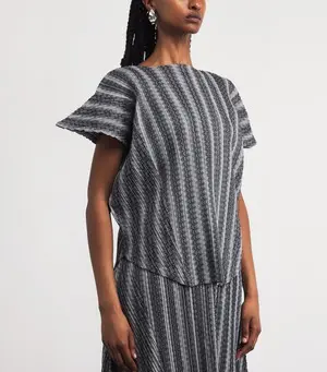 Issey Miyake Cotton-blend Zigzag Top - Grey