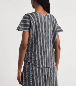Issey Miyake Cotton-blend Zigzag Top - Grey