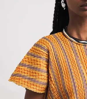 Issey Miyake Zigzag Pattern Bias Pleated Top