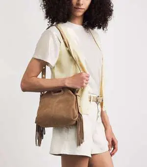 Maje Mini Suede Miss M Shoulder Bag - Brown