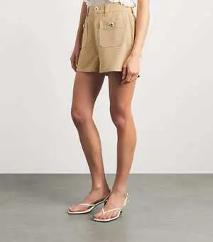 Sandro Dyed Denim Shorts - Beige