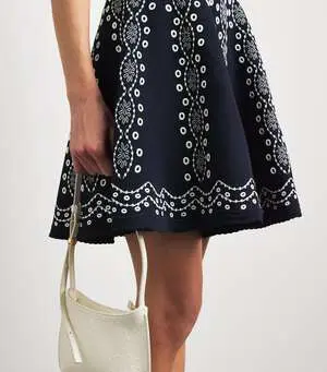 Sandro Knitted Embroidered Mini Dress - Blue