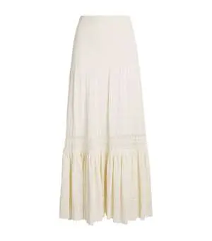 Sandro Knit Flared Maxi Skirt - Beige