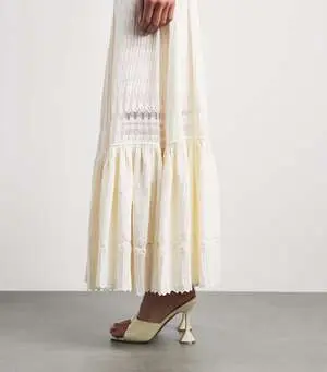 Sandro Knit Flared Maxi Skirt - Beige