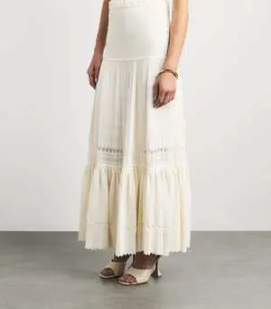Sandro Knit Flared Maxi Skirt - Beige