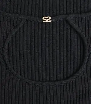 Sandro Ribbed Cut-out Knit Top