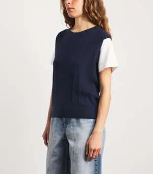 Sandro Pointelle Knit Layered Sweater