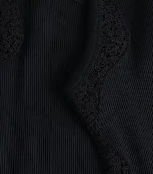 Sandro Lace Insert Cotton Tank Top - Black