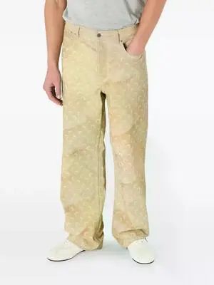 MARINE SERRE Moon Print Faded Jeans
