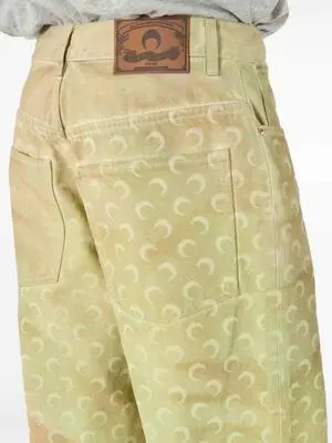 MARINE SERRE Moon Print Faded Jeans