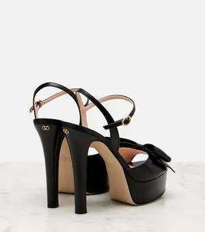 Valentino Garavani Bow Embellished Leather Platform Sandals