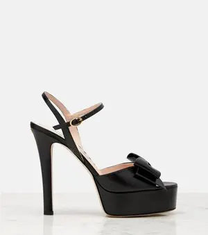 Valentino Garavani Bow Embellished Leather Platform Sandals