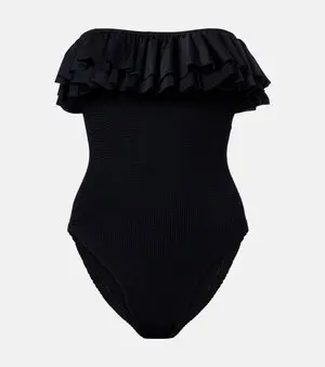 Hunza G Eloise Ruffled Swimsuit - Black