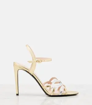 Valentino Garavani Metallic Leather Bow Sandals - Gold