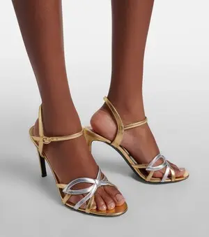 Valentino Garavani Metallic Leather Bow Sandals - Gold