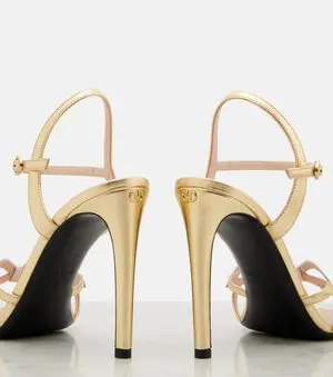 Valentino Garavani Metallic Leather Bow Sandals - Gold