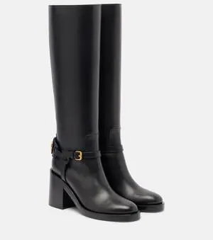 Valentino Garavani Vlogo Leather Knee-high Boots - Black