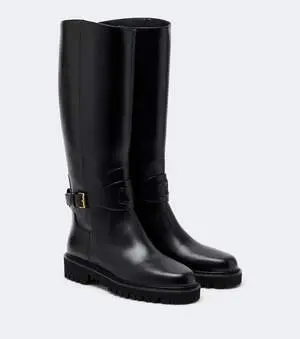 Valentino Garavani Vlogo Leather Knee-high Boots - Black
