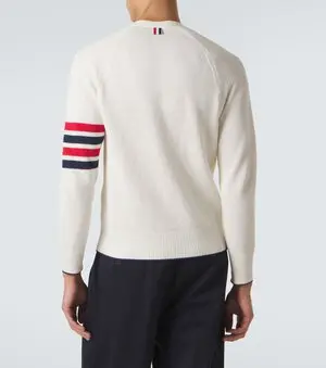 Thom Browne 4-bar Linen And Cotton Cardigan - White