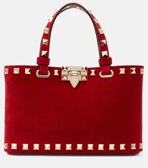 Valentino Garavani Rockstud Mini Suede Top-handle Bag - Red