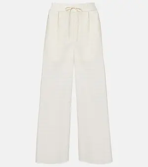 Valentino Garavani Broderie Anglaise Cotton Wide-leg Pants - White