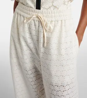 Valentino Garavani Broderie Anglaise Cotton Wide-leg Pants - White
