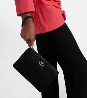 Valentino Garavani Vlogo Swarovski Embellished Pouch - Black