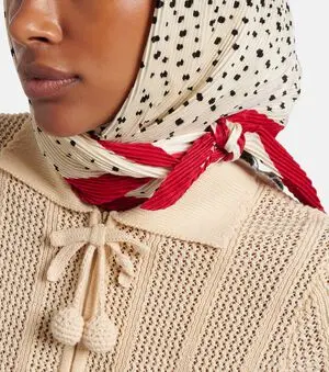 Valentino Garavani Pleated Polka-dot Silk Twill Scarf