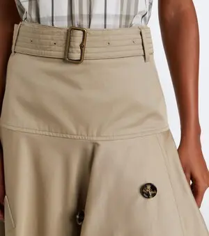 Burberry Asymmetric Cotton Midi Skirt - Beige