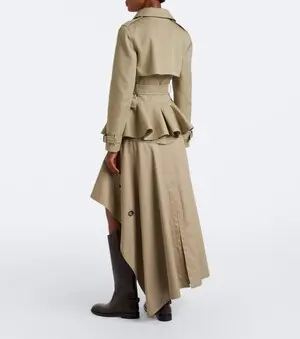 Burberry Asymmetric Cotton Midi Skirt - Beige