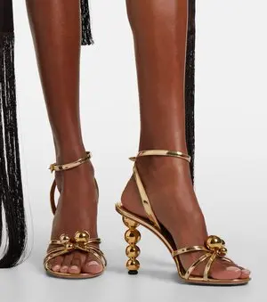 FERRAGAMO Karina Metallic Leather Sandals