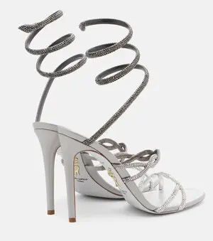 Rene Caovilla Cleo Embellished Satin Sandals - Silver