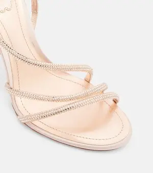 Rene Caovilla Embellished Satin Slingback Sandals - Pink