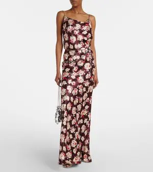 Rabanne Chain-detail Floral Silk Maxi Skirt - Multicoloured