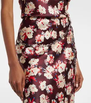 Rabanne Chain-detail Floral Silk Maxi Skirt - Multicoloured