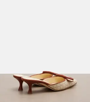 Manolo Blahnik Maysale Leather-trimmed Mules