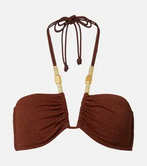 VIX PAULA HERMANNY Harper Carol Beaded Bikini Top - Brown