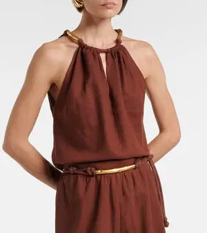 VIX PAULA HERMANNY Janet Linen-blend Top