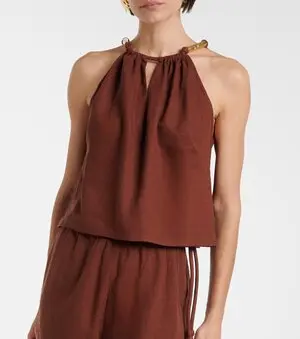 VIX PAULA HERMANNY Janet Linen-blend Top