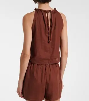 VIX PAULA HERMANNY Janet Linen-blend Top