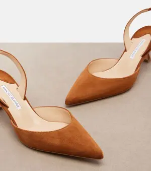 Manolo Blahnik Carolyne Suede Slingback Pumps
