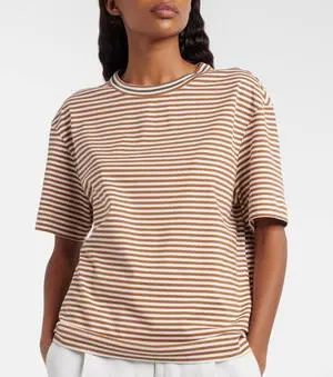 Brunello Cucinelli Striped Oversized Cotton Jersey T-shirt