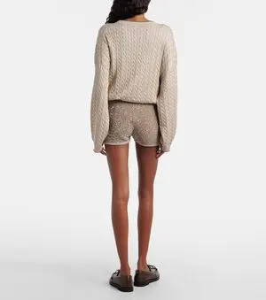 Brunello Cucinelli Sequined Ribbed-knit Cotton Shorts