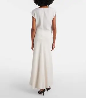 Brunello Cucinelli Draped Wool-blend Maxi Dress